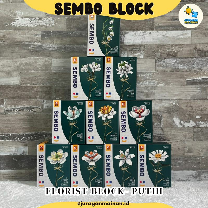 PUTIH Sembo Blocks Flower White Series - Bricks Blocks Disassembly ...