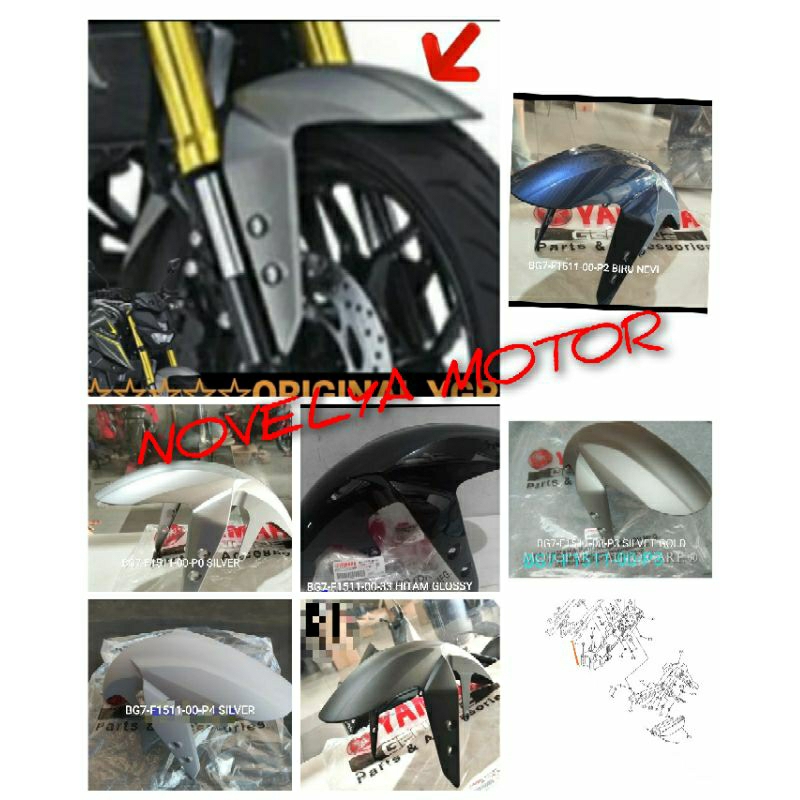 FRONT FENDER FRONT SPAKBOR YAMAHA XABRE MT15 MT 15 ORIGINAL YAMAHA PART ...