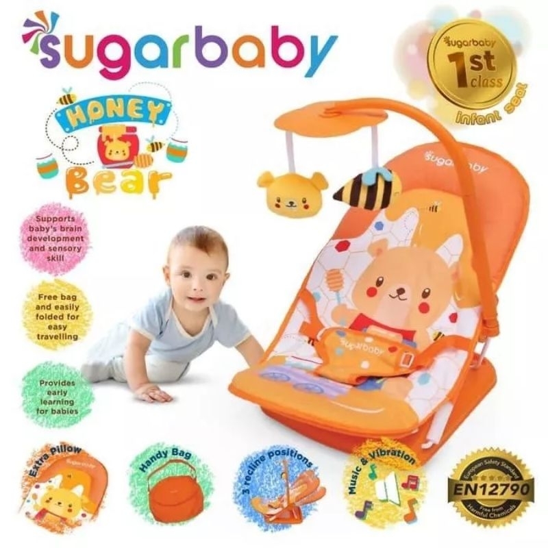 Infant Seat Vibrating Chair Honey Bear SUGAR BABY | Shopee Singapore