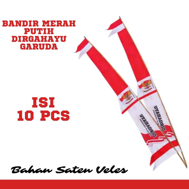 MERAH PUTIH Dirgahayu Garuda Jumbo Red and White Bandir Flag, 10 Pcs ...