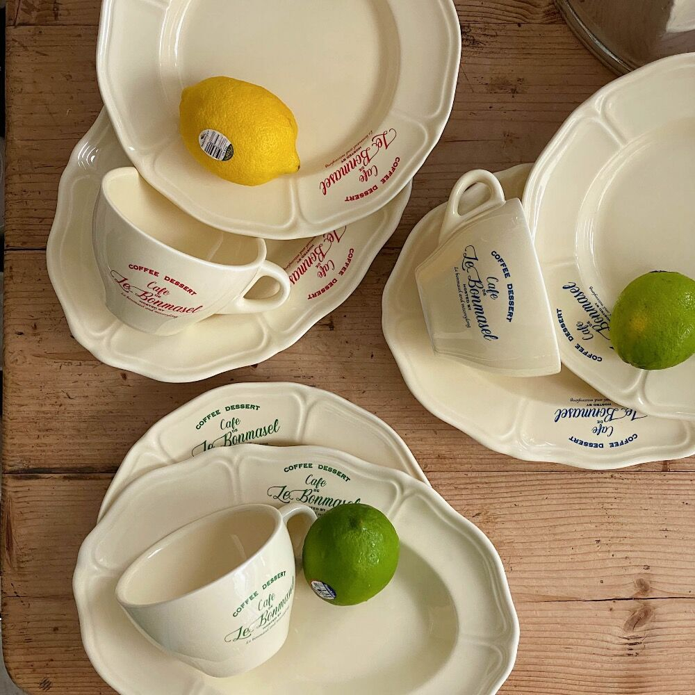 COFFEE DESSERT SERIES/Korean Aesthetic Plate/Vintage Plate/Korean Glass ...