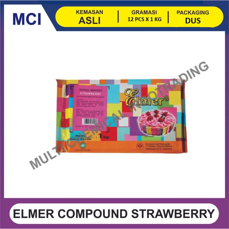 ELMER STRAWBERRY STRAWBERRY STRAWBERRY COMPOUND CHOCOLATE BAR 1 KG - 1 ...