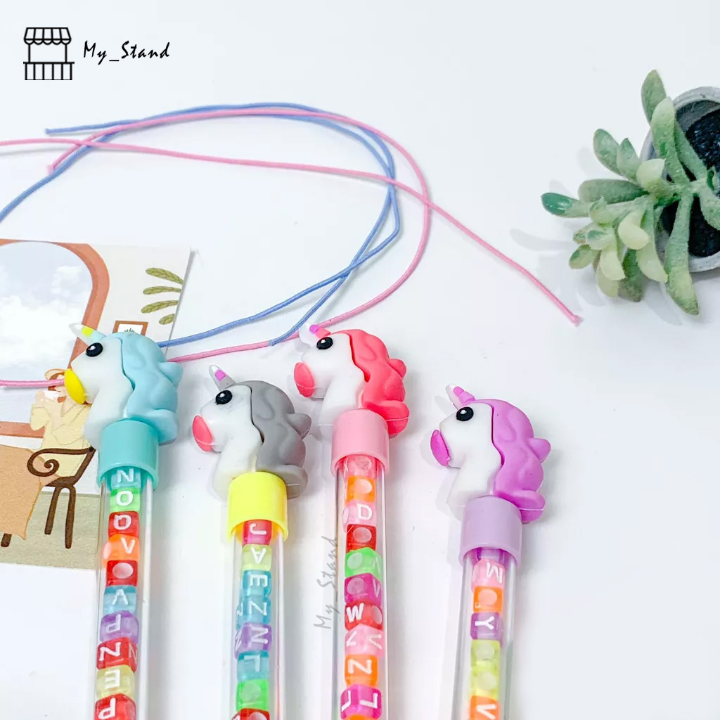 Unicorn Ballpoint Pen DIY Alphabet Letter Bracelet Pen Box Stacking ...
