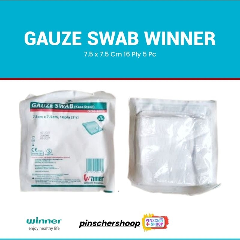 Winner Gauze Swab 7.5 x 7.5 Cm 16 Ply 5's Sterile Folding Gauze / Pack ...