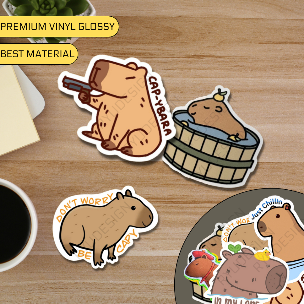 Cute Animal Capybara Masbro Brown Cute Fat Aesthetic Quality Sticker ...