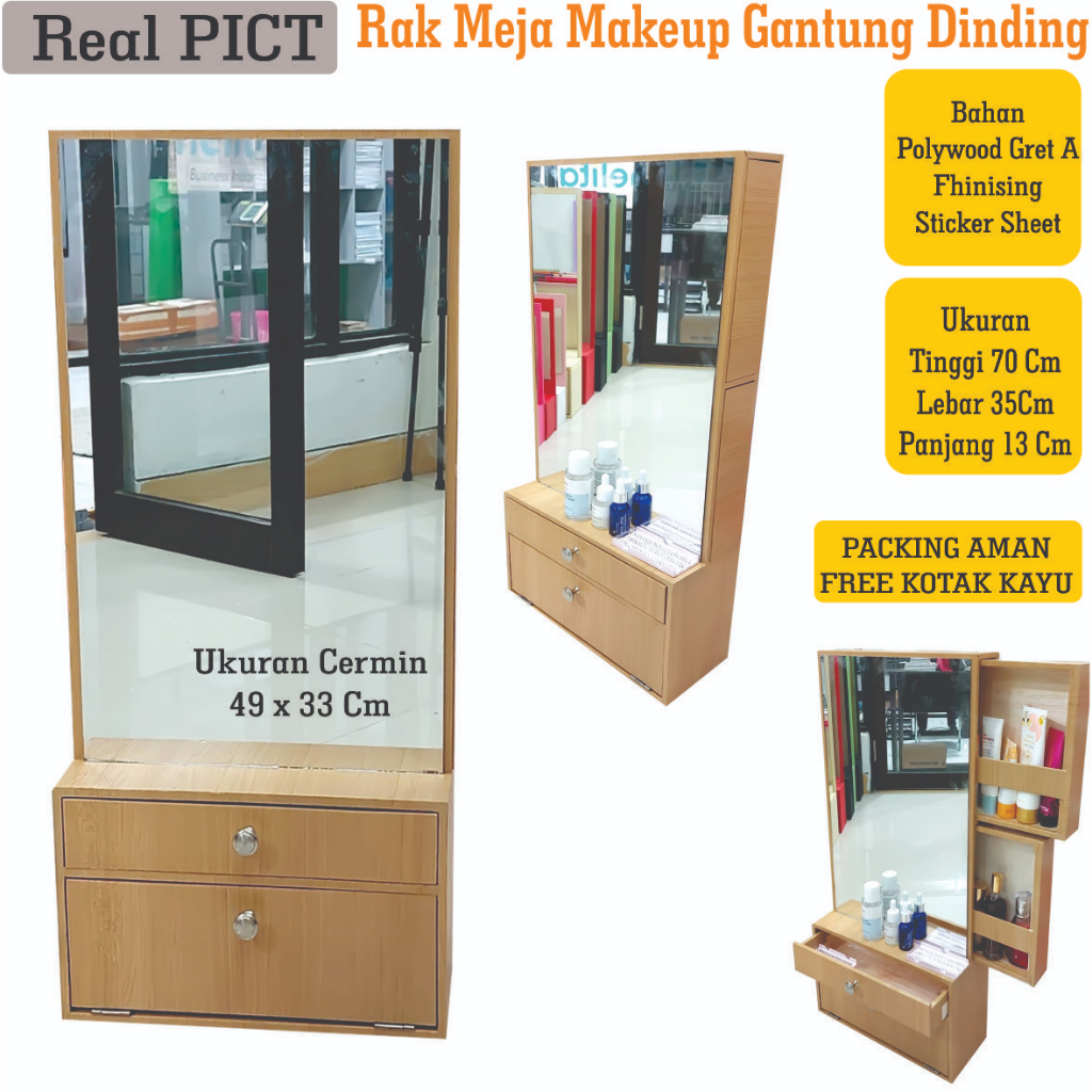 Minimalist Wall Hanging Dressing Table Size 70 x 35 x 13 Cm | Shopee ...