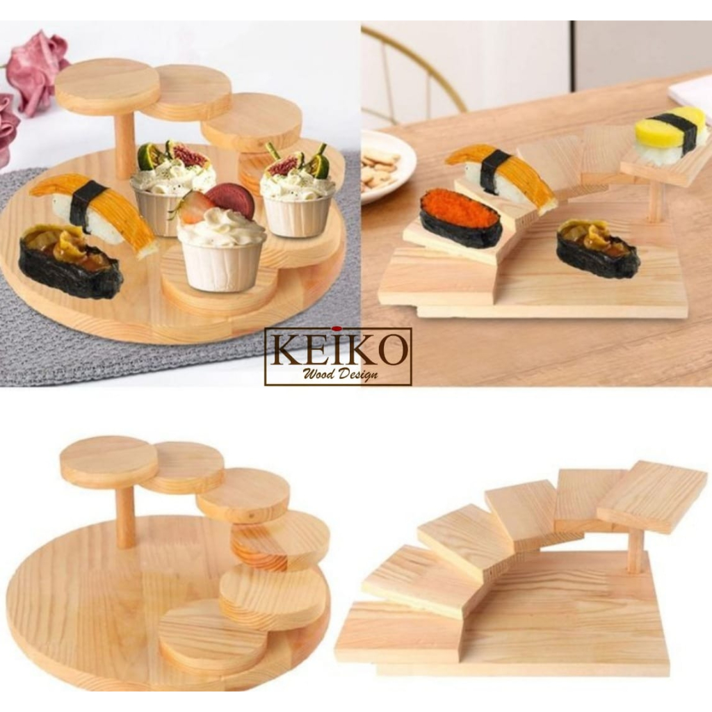 Food Display Stair/Sushi Dimsum and Dessert serving ladder/Sushi wooden ...