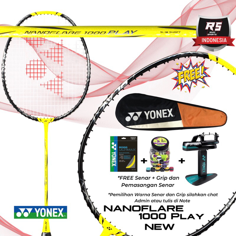 New YONEX NANOFLARE 1000 BADMINTON Racket PLAY LIGHTING YELLOW ORIGINAL ...