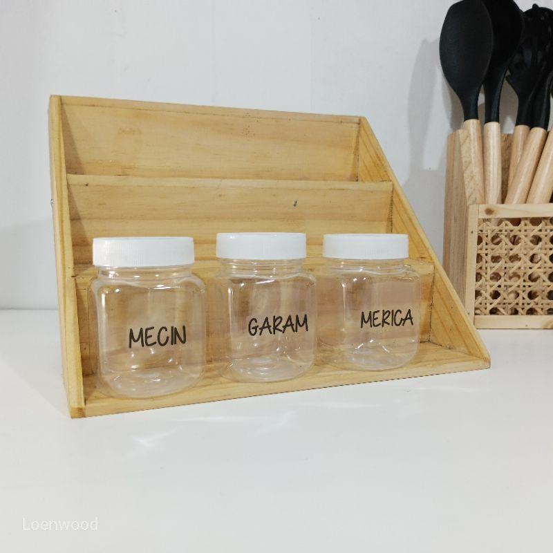 PUTIH Kitchen Spice Jar Box White Lid Transparent Label Sticker 200ml ...