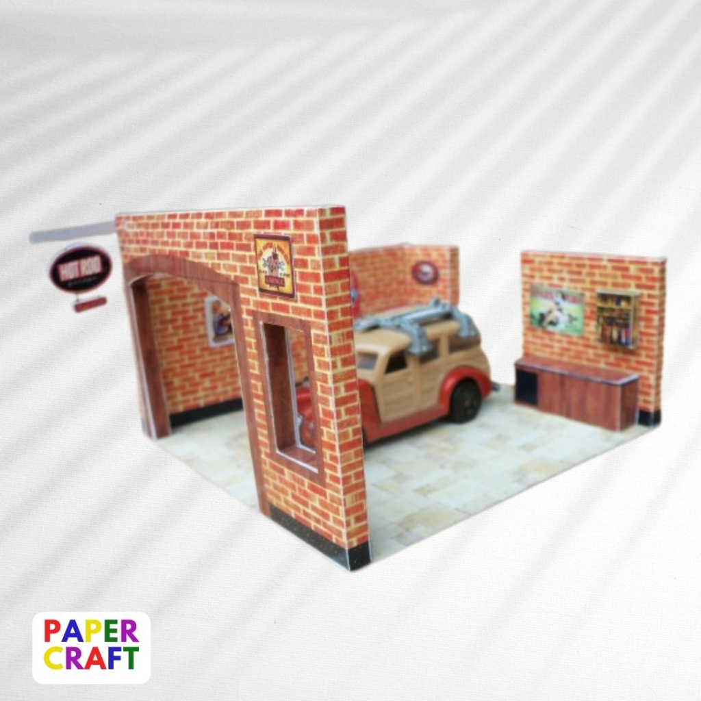 Vintage Garage Papercraft - Scala 1:64 Garage Model Paper Craft ...