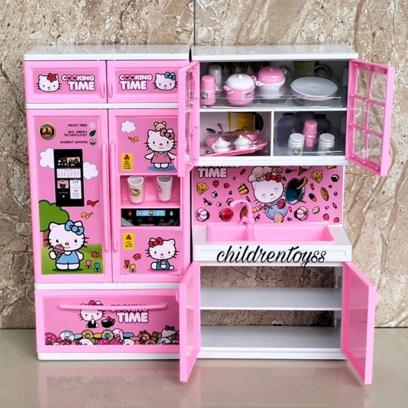 Happy kitchen Set toy / hello Kitty motif refrigerator cupboard toy ...