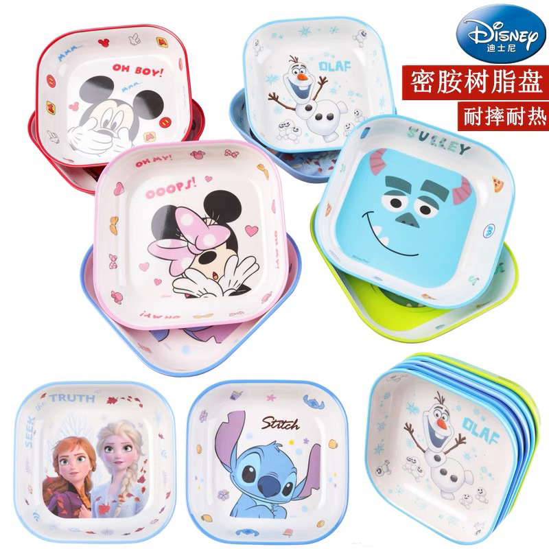 Original DISNEY MELAMINE SQUARE CHILDREN'S DINNER PLATES/ Mickey Minnie ...