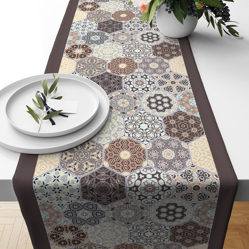 Table Runner Tablecloth Print Turkish Geo Motif 140x40 And 230x40 cm ...