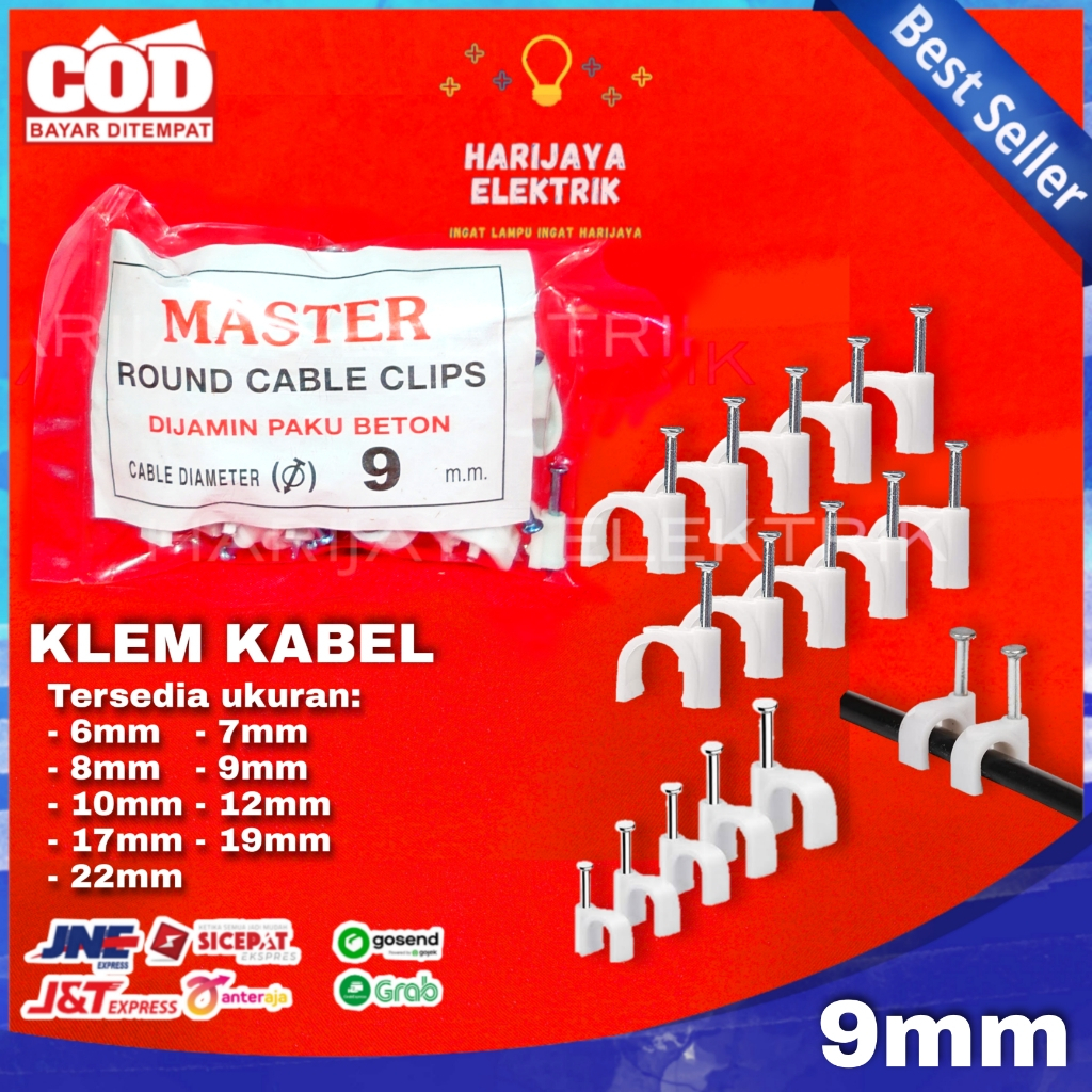 Master CABLE Clamps Concrete Nail CLIPS 9MM CLAMP CABLE CLIPS 50pcs ...