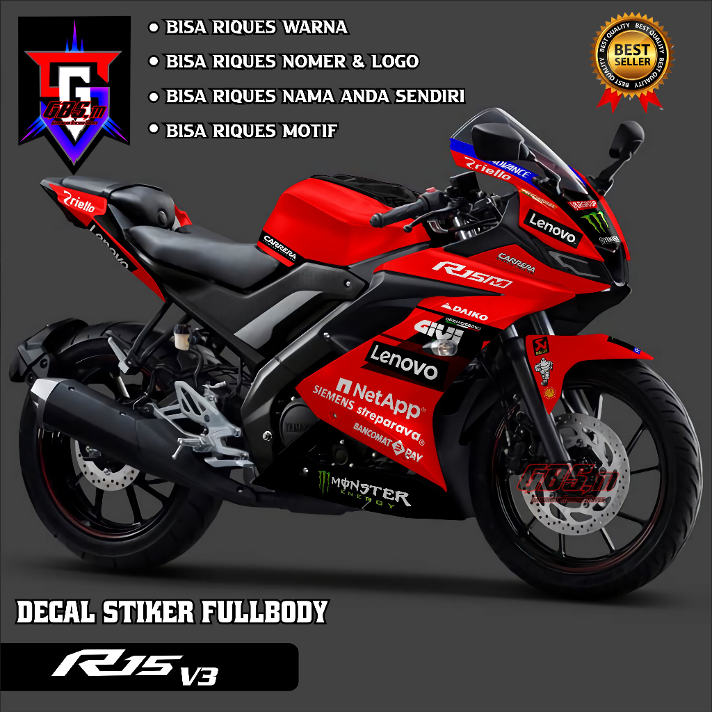 R15 V3 Decal R15 V3 Fullbody Motorcycle Sticker Yamaha R15 V3 Fullbody ...