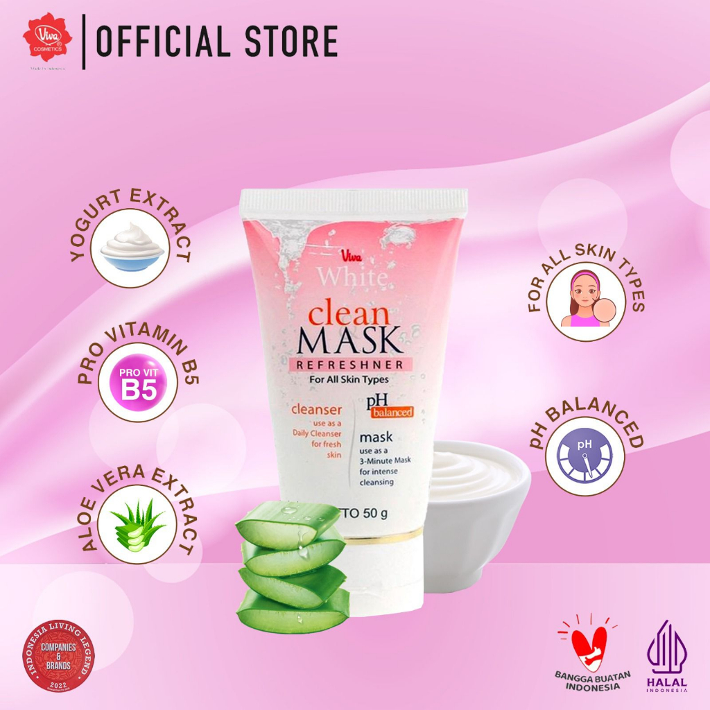 Viva White Clean & Mask for All Skin Types with Pro VIT B5, Yogurt ...