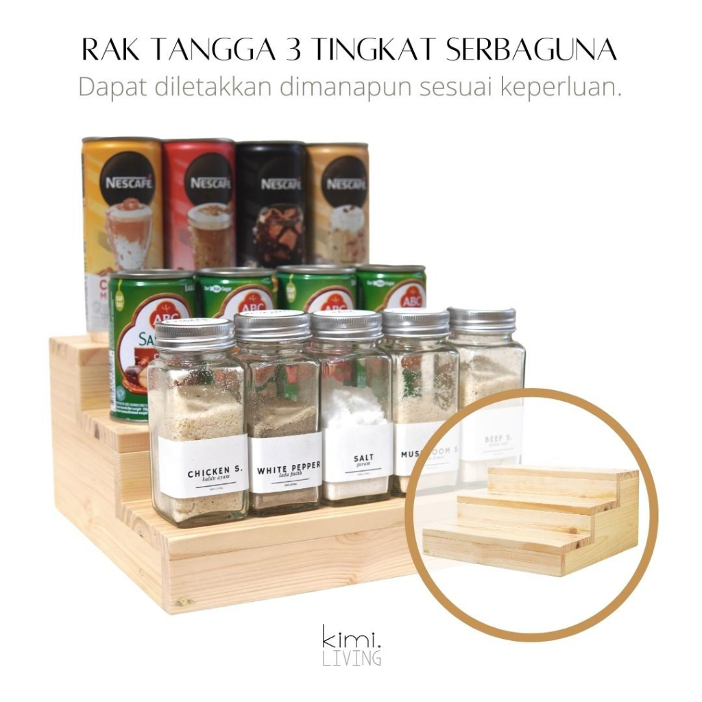 KIMI LIVING - HASHIGO 3 TIER WOODEN RISER / Multipurpose 3 Layer Ladder ...