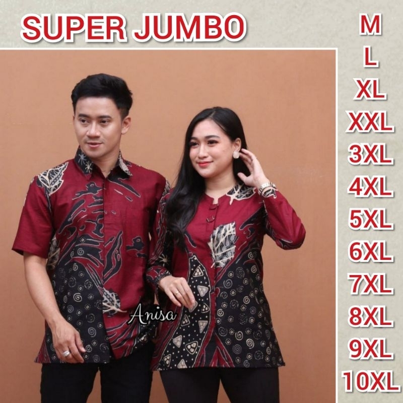 MERAH KATUN KEMEJA CJA4 CHAVA RED SUPER JUMBO HEM blouse couple tops men's shirts and women's ...