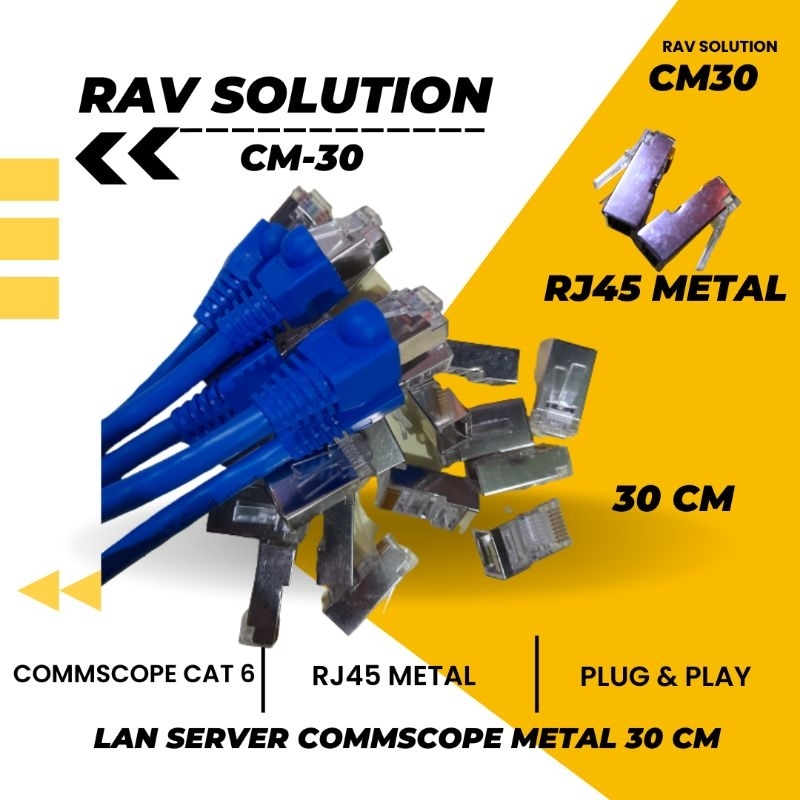 30 CM COMMSCOPE METAL CAT 6 CUSTOM RAV SOLUTION LAN SERVER CABLE CM30 ...