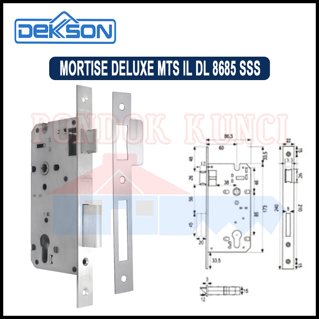 Mortise Lock Dekkson MTS IL DL 8685 SSS Body Dekson Swing Door Tongue Lock | Shopee Singapore