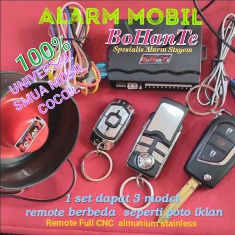 TOMBOL Bohante NEW CAR ALARM 3 remote 5 buttons universal for all TYPES ...