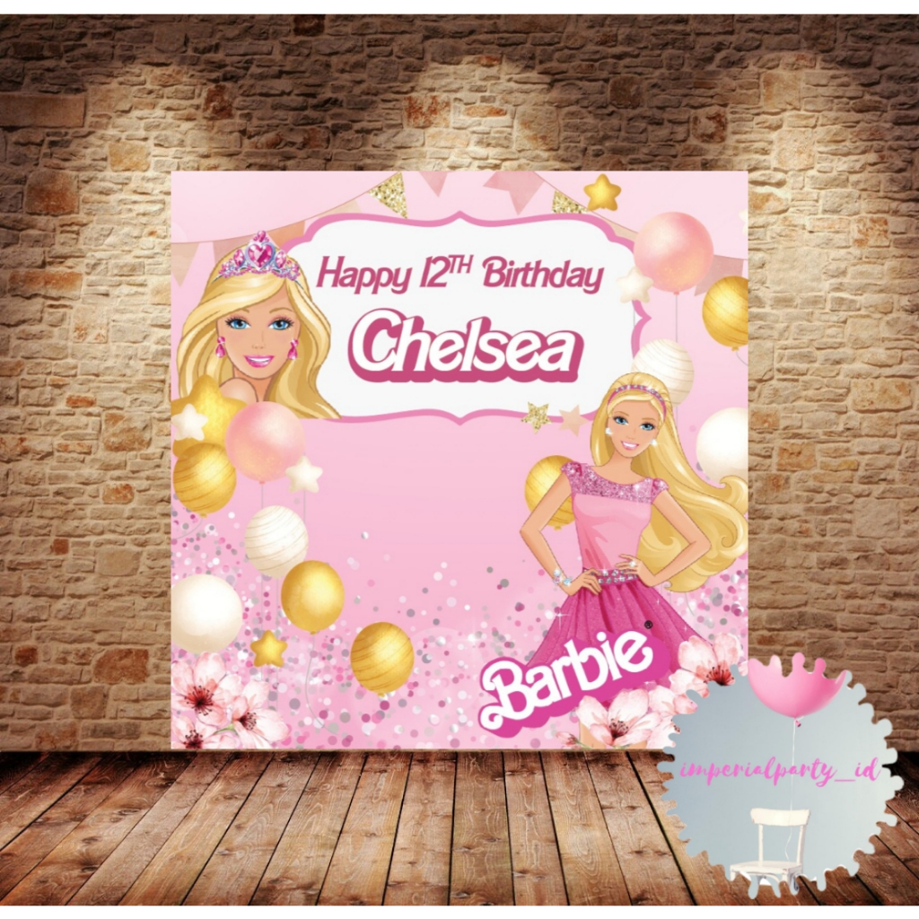 Custom Backdrop Banner Happy Birthday Barbie Pink Doll Banner | Shopee ...