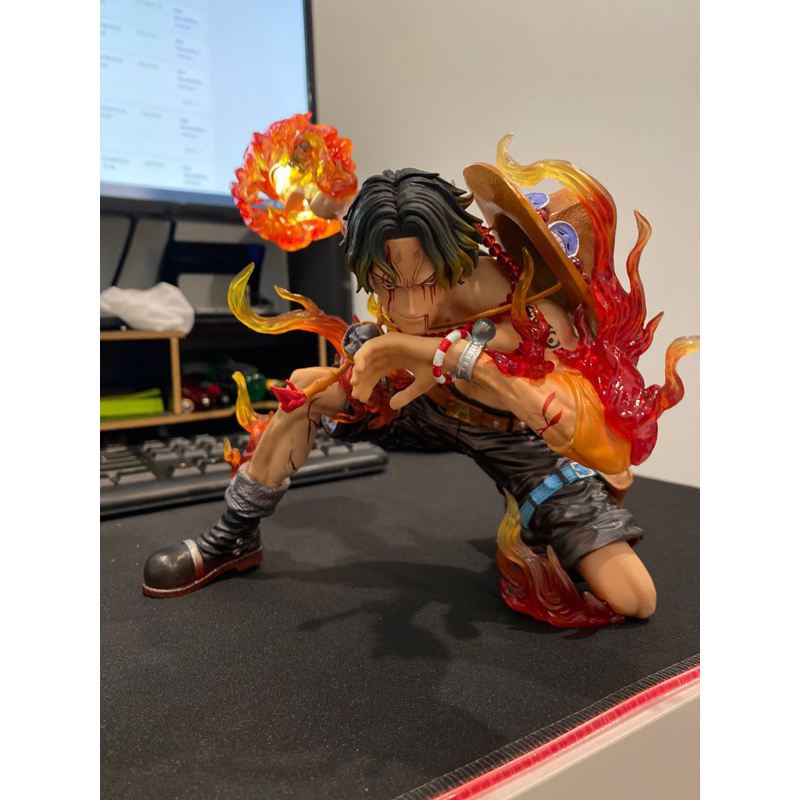 Figure Ace Statue One Piece LED PVC Portgas D Ace | Shopee Singapore