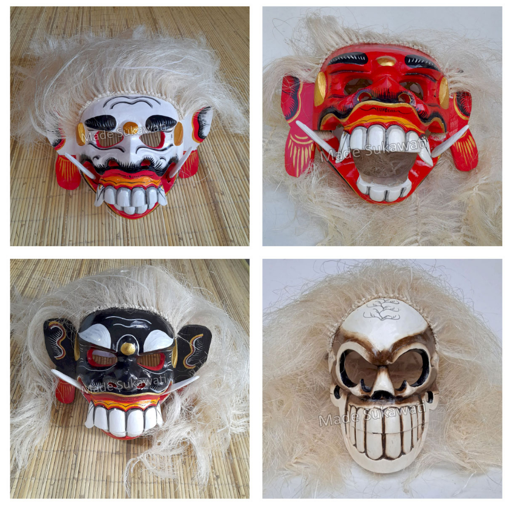 Leak Celuluk mask filled with Balinese wood carving handicraft hair ...