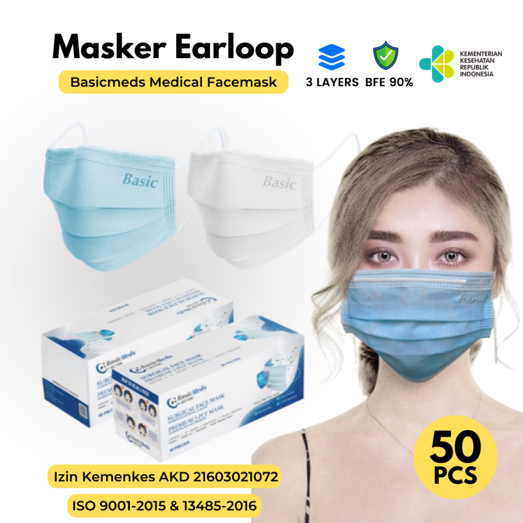 Earloop Mask 3ply 50pcs Permission Of The Ministry Of Health Emboss ...