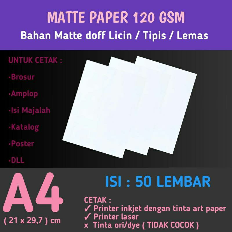 Matte Paper 120gsm A4 Paper Contains 50 Sheets/Brochure Material Paper ...