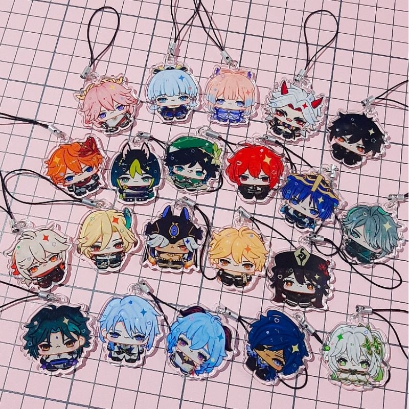 GANTUNGAN Genshin Impact Mini Keychain Phonestrap Acrylic Hp Keychain ...