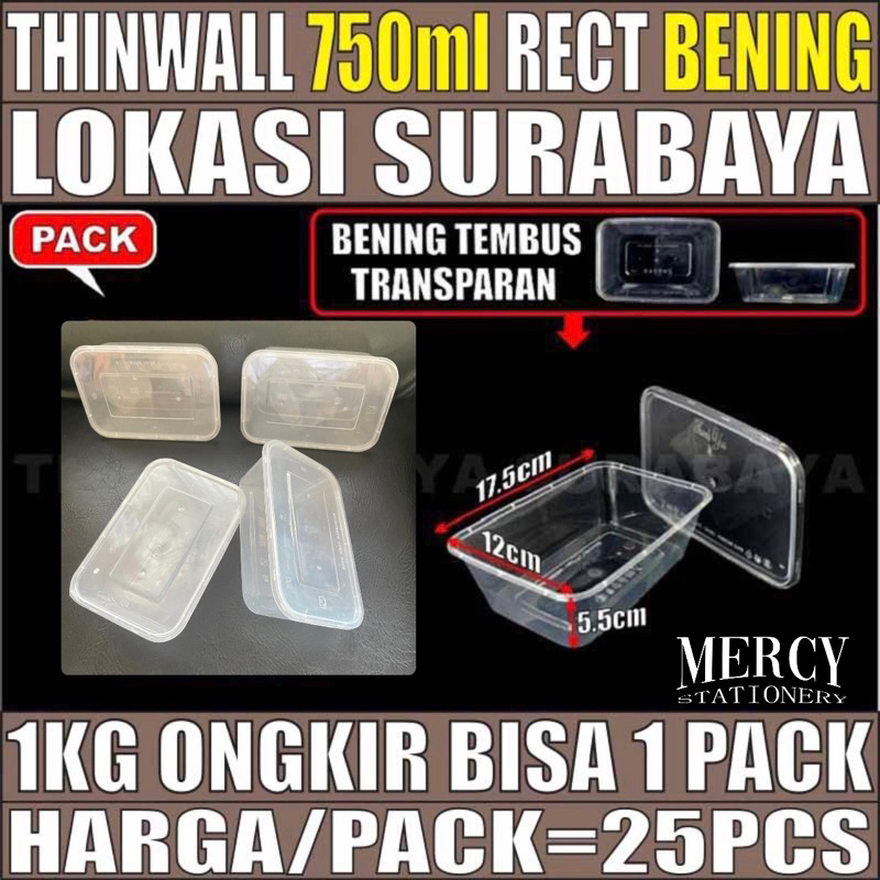 750 ml Rectangular Plastic Lunch Box Transparent Mica Box | Shopee ...