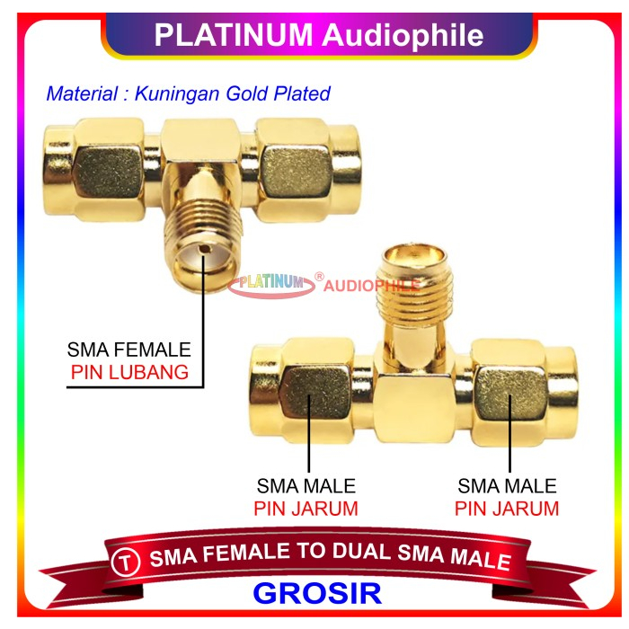 Sma Connector Female to 2 SMA Male T-3 Dual Connector T RF Adapter ...