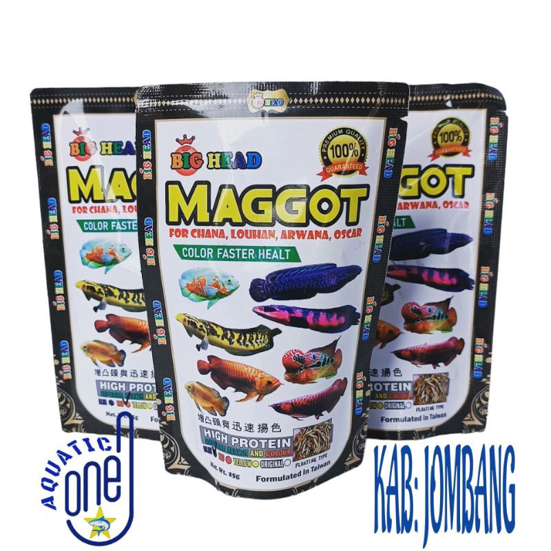Maggot BIG head sachet 25g Ornamental Fish Feed predator snake head ...