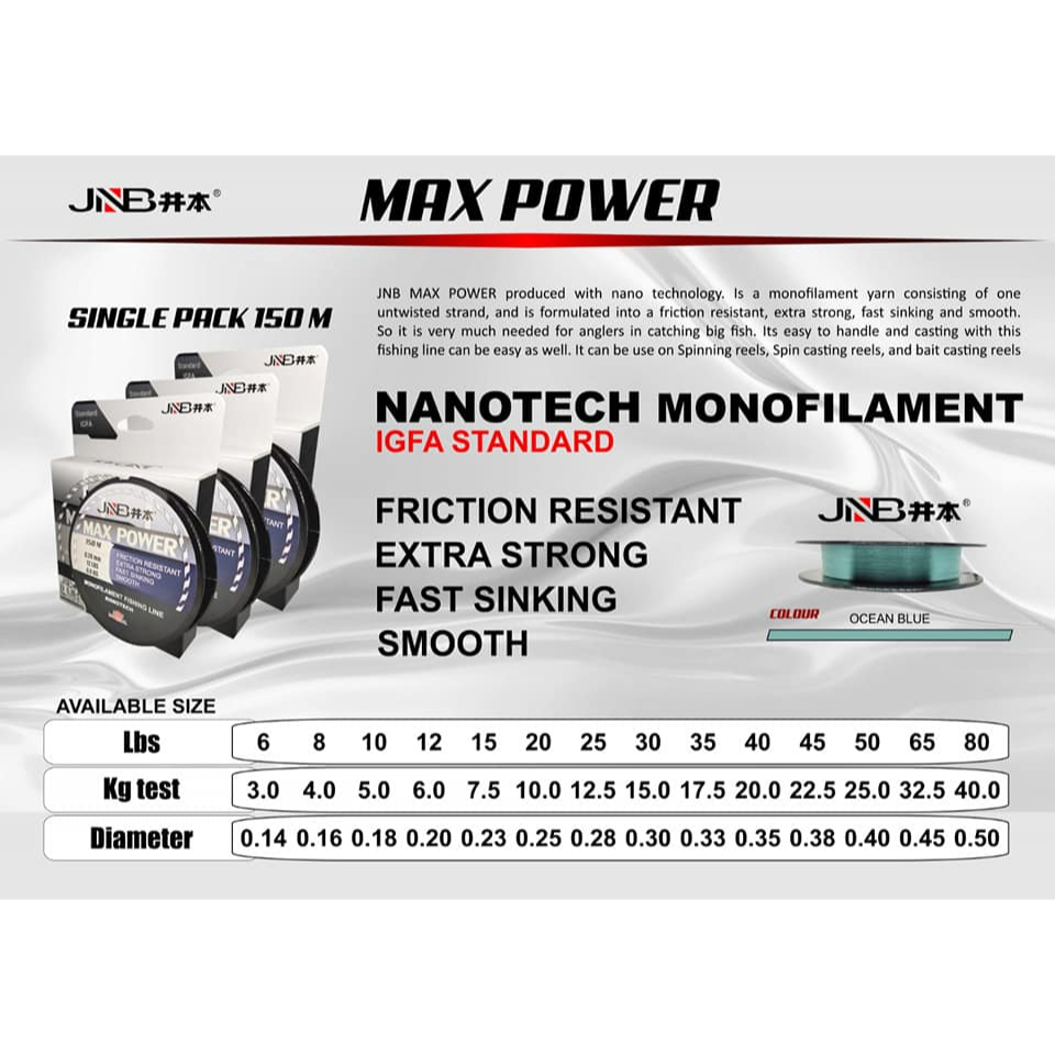 Jnb MAX POWER MONO STRING (Color OCEAN BLUE) | Shopee Singapore