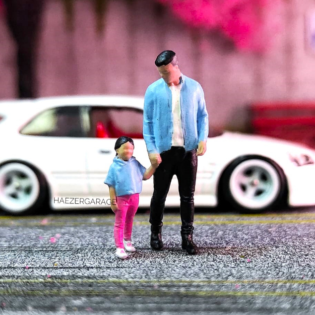 Father And Son Figure Miniature Figure 1/64 1:64 Diorama Diecast Family ...