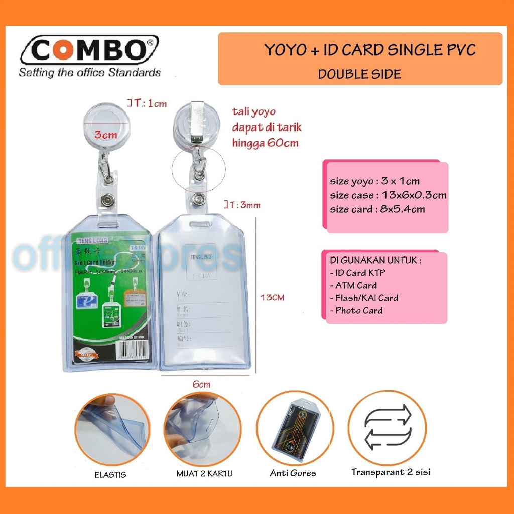 GANTUNGAN Transparent Yoyo Id Card / Id Card Set / Name Tag / Single Id ...