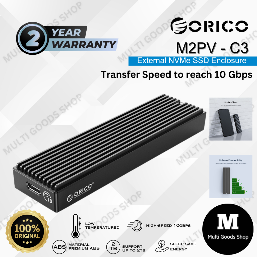 Orico M.2 NVMe SSD Enclosure - M2PV-C3 | Shopee Singapore
