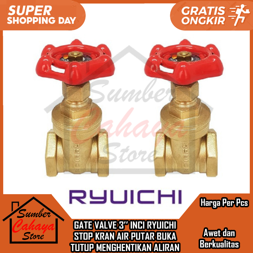 STOPKRAN 3'' INCH RYU072 BRASS STOP KRAN GATEVALVE RYUICHI GATE VALVE ...