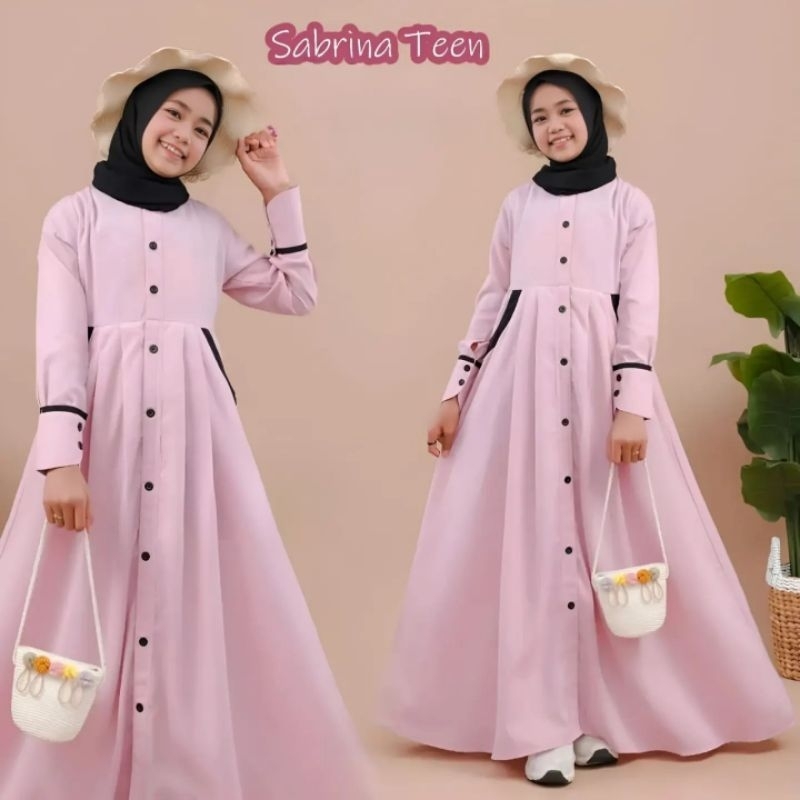 Sabrina Teen Kids Gamis For Children Ages 10-15 Years Crinkle AirFlow ...