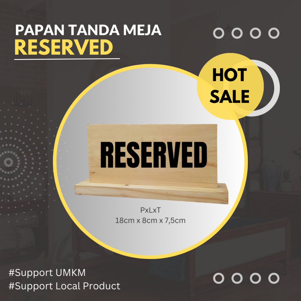 KAYU Sign RESERVED / ORDERED NAME PLATE DUTCH TEAK WOOD TABLE CAFE SHOP ...