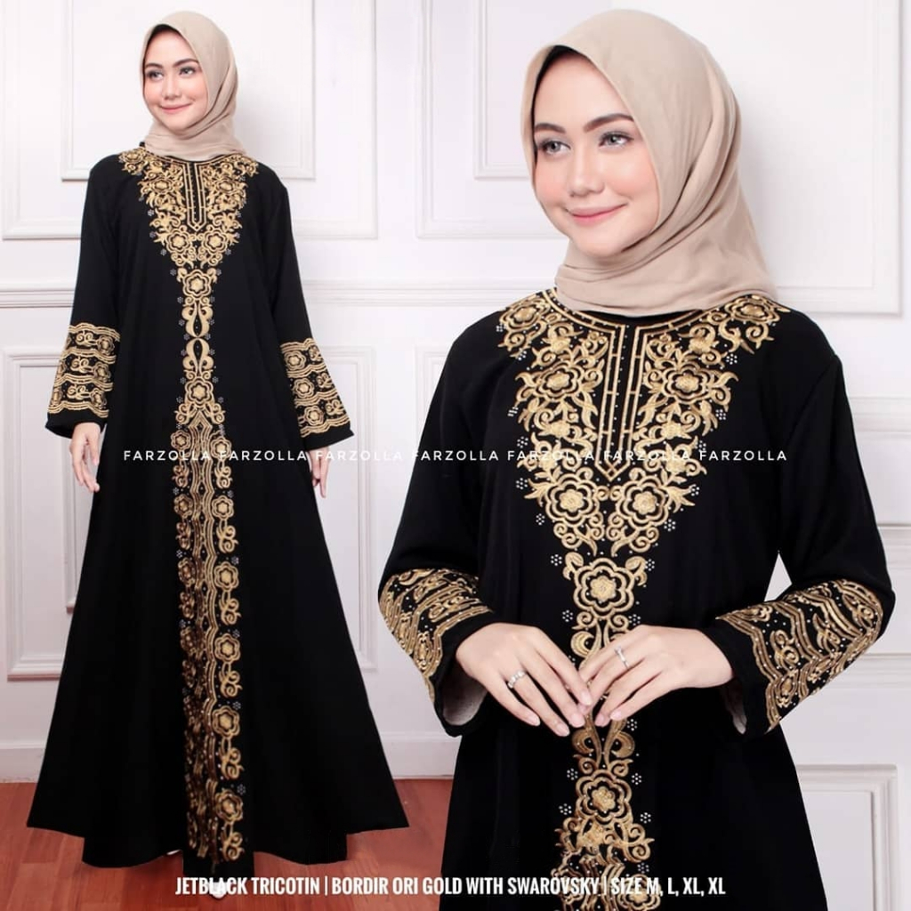 HITAM Abaya Gamis Arab Black New Maxi Embroidery Tamam Syari Dress Muslim Dubai Turkey Turkey ...