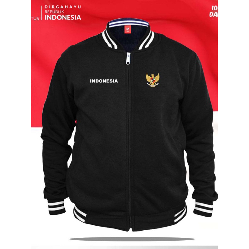 HITAM Garuda Indonesia Varsity Jacket / Plain Black Varsity Jacket ...