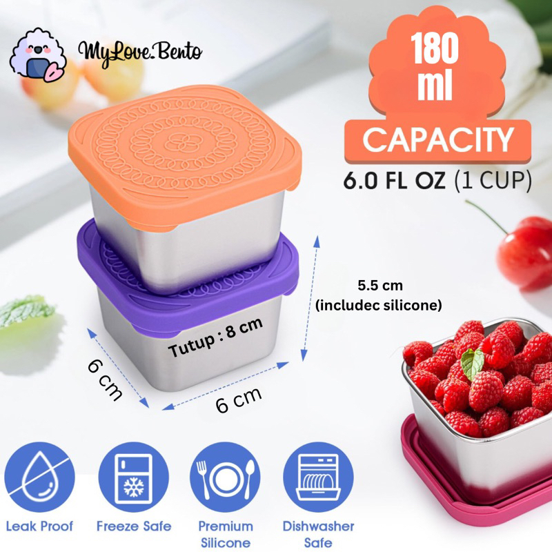 Stainless Steel Snack Container Snack Box 180ml Anti-Spill Bento Tools ...