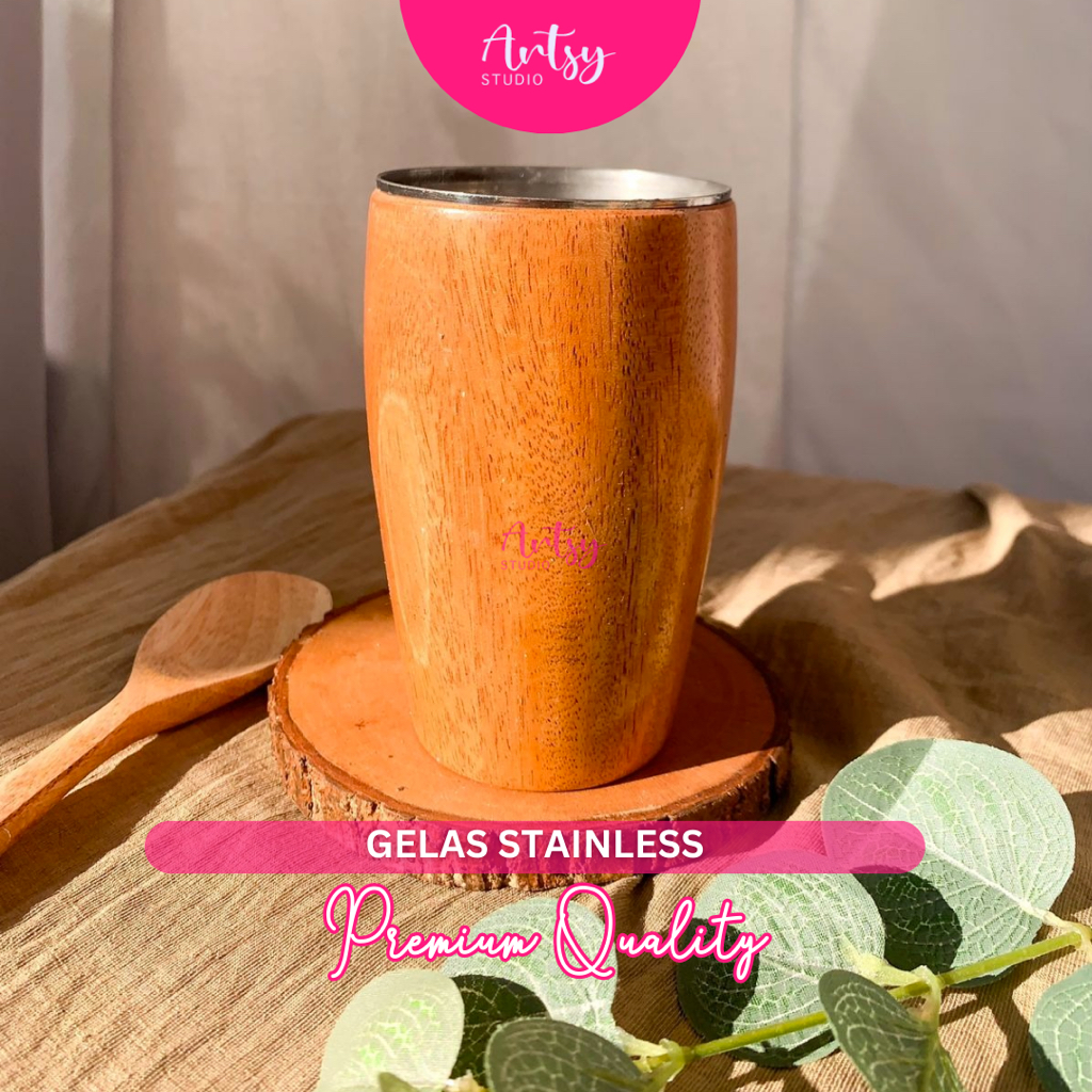 KAYU Stainless Wooden Glass Mahogany Glass Aesthetic Wooden Mug ...