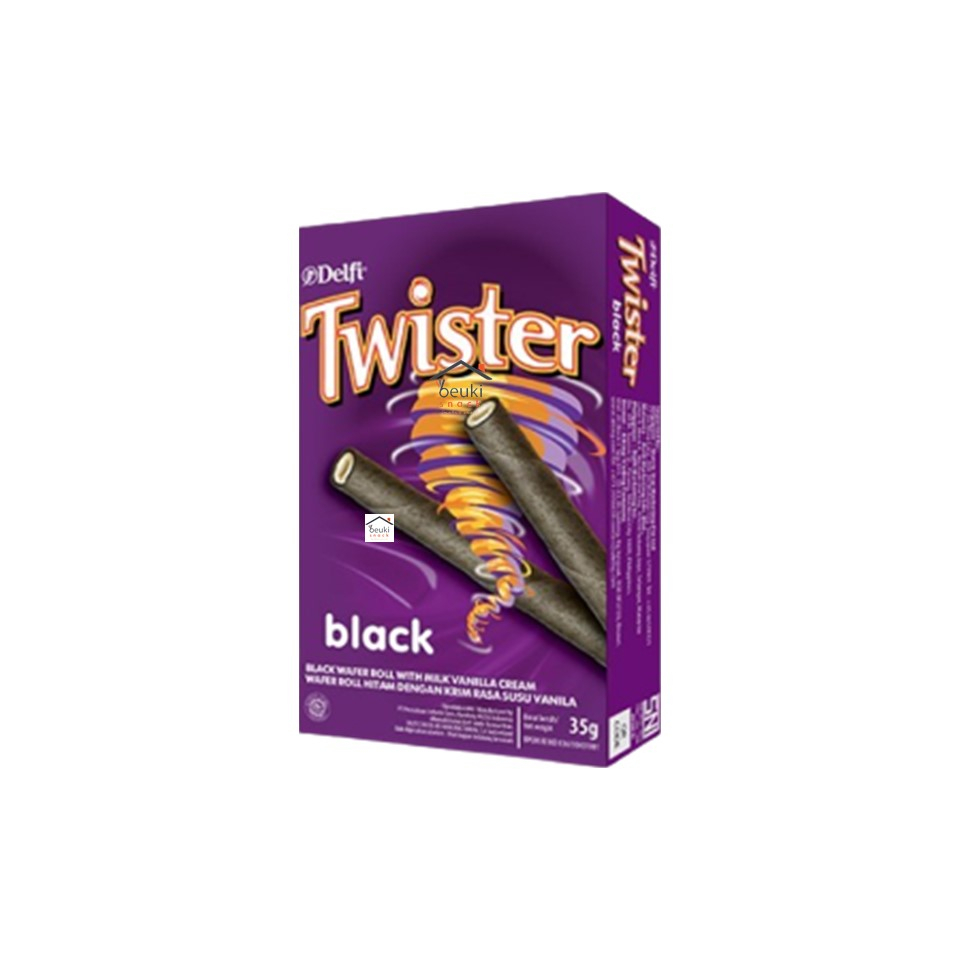 HITAM Delfi Twister Black Vanilla Cake Wafer Roll Black Filled With Vanilla Cream | Shopee Singapore
