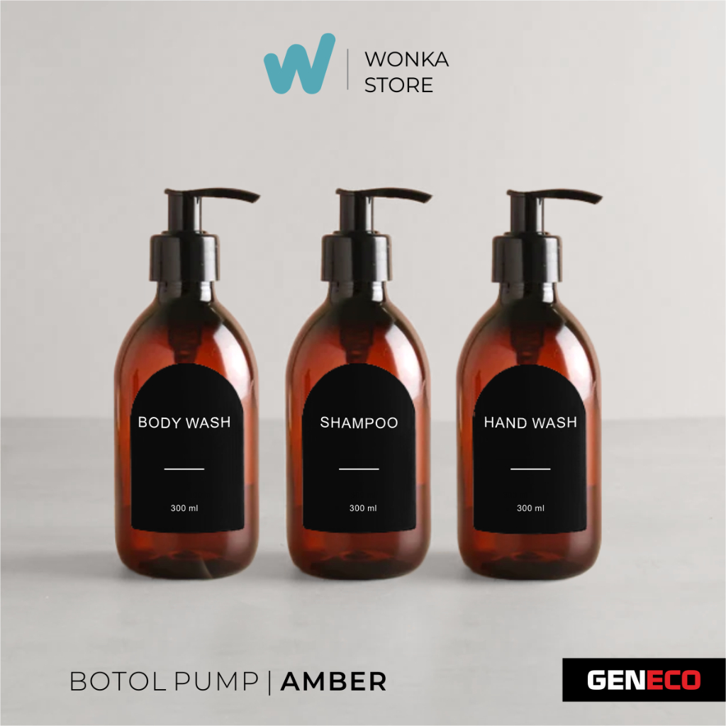 Pump Bottle AMBER Aesthetic Refil PUMP Waterproof Displace Bottle Dispenser Shampoo Bathroom ...