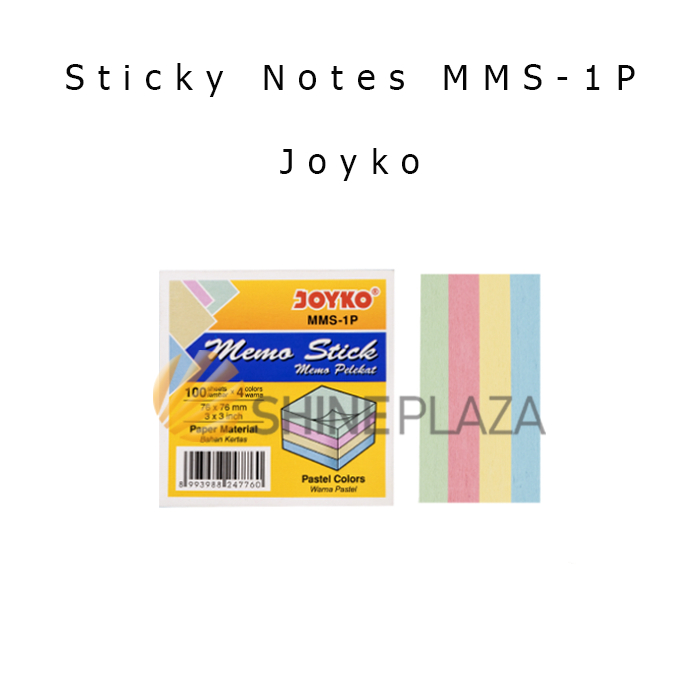 Joyko MMS-1P Pastel Color Sticky Notes Memo - Joyko Color Stick Note ...