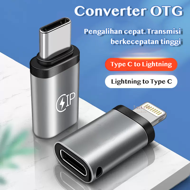 Lightning to Type C Converter / Type C to Lightning USB OTG Mini ...