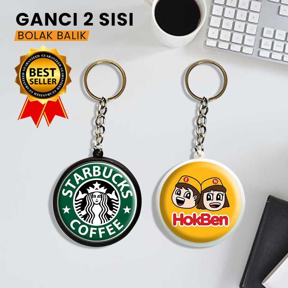 GANTUNGAN Jco KFC HOKBEN STARBUCK BRAND LOGO KEYCHAIN / 2 SIDED CUSTOM ...